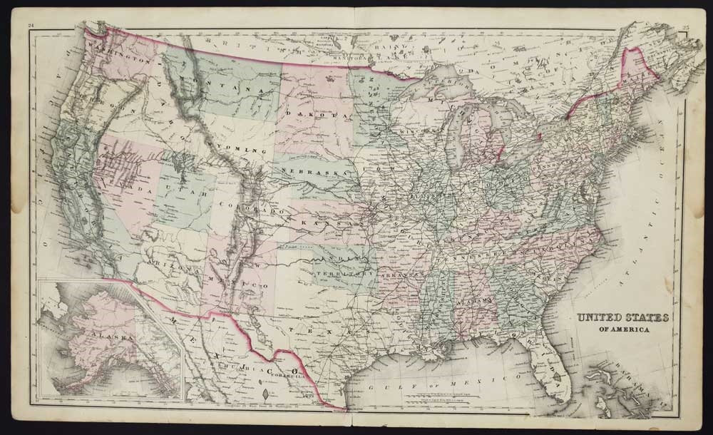 United States of America Map 1870 Antique Map of North America - Etsy