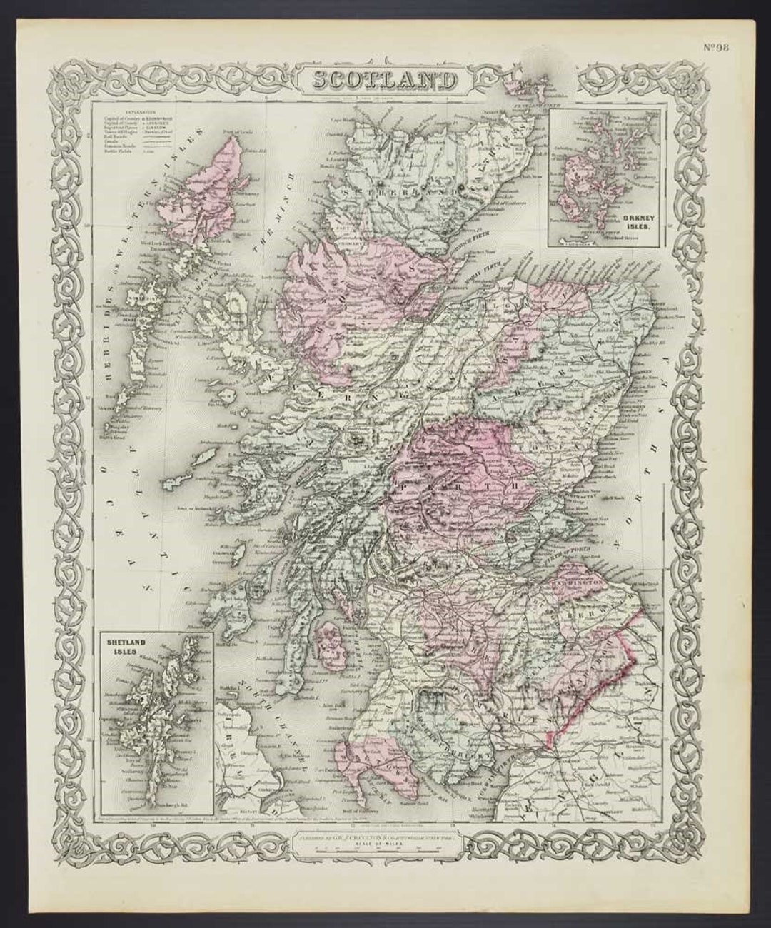 Colton's Scotland Map - 1860s - Antique Map of Scotland - Etsy
