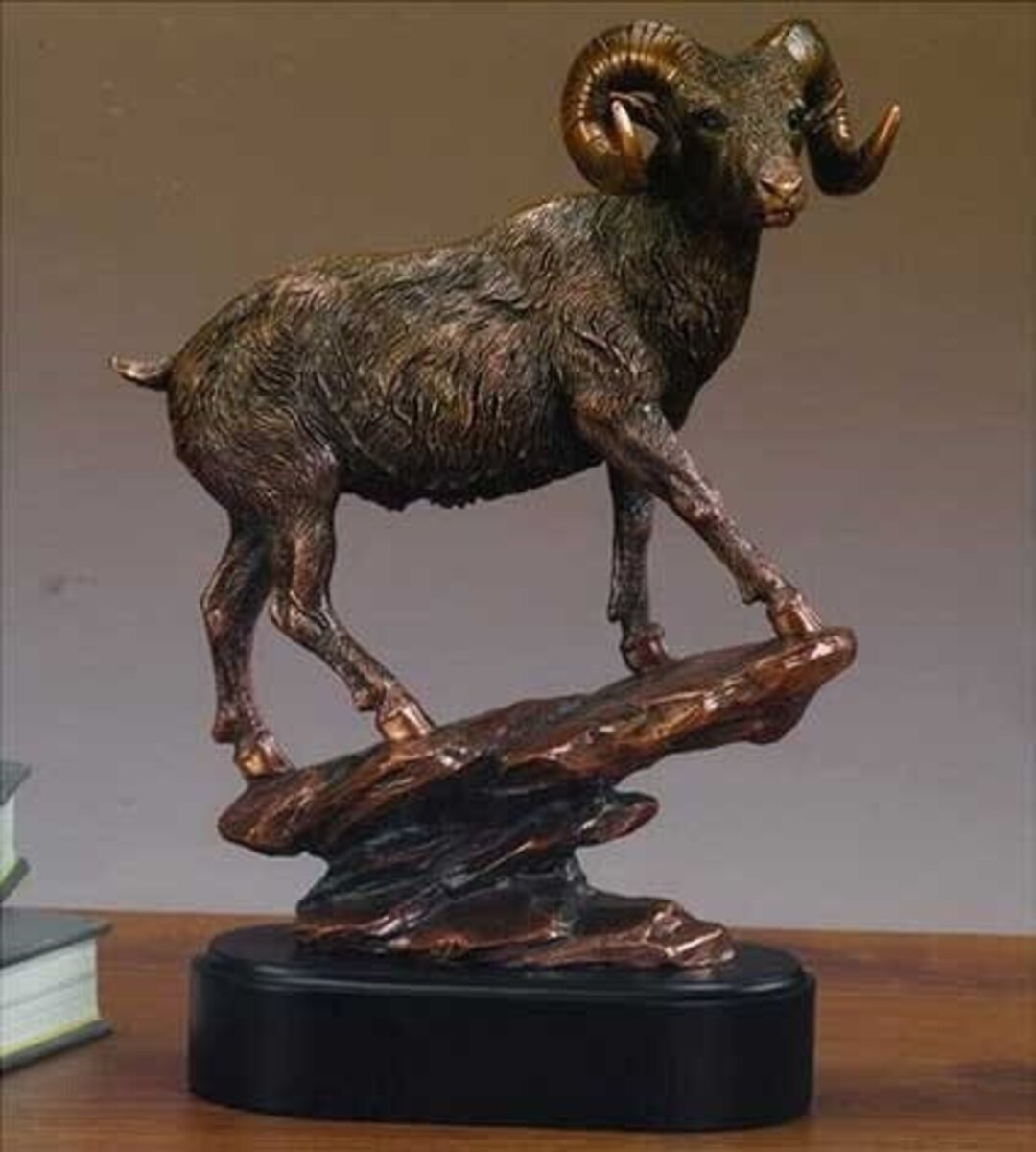 11" Climbing Ram Statue - Bighorn Sheep Sculpture - Engraving Available ...