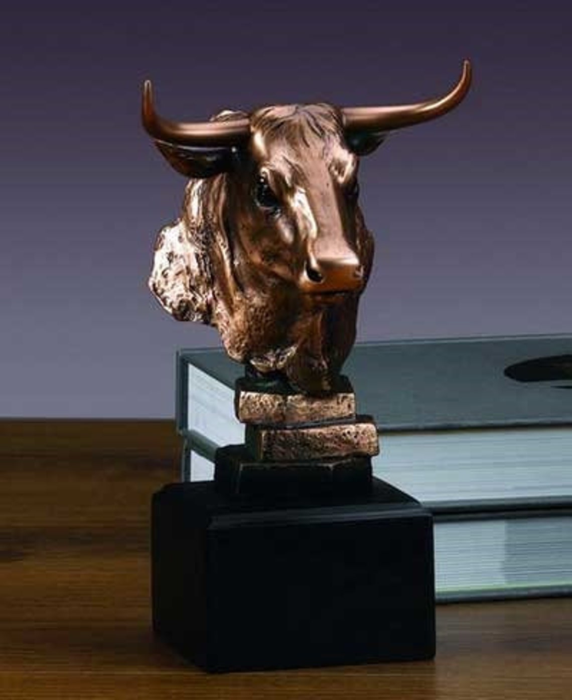 Bull Head Statue - Bull Bust Sculpture - Engraving Available - Bronze ...