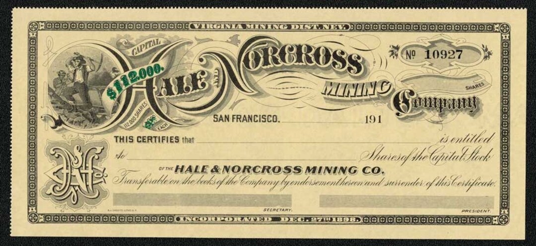 Hale & Norcross Mining Co. - Comstock Lode - Nevada - 1910s - Etsy