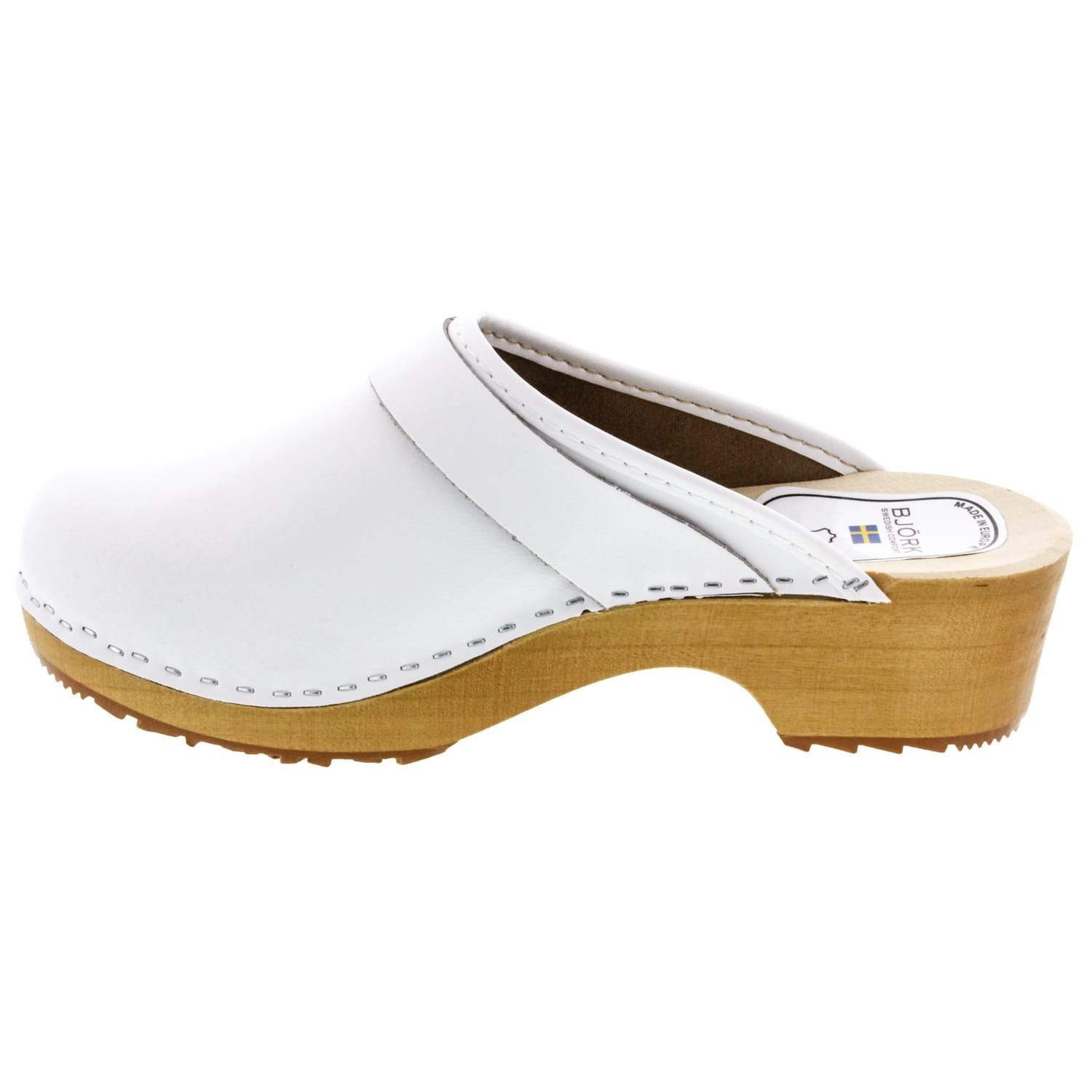 Maja Wood Open Back White Leather Clogs | Etsy