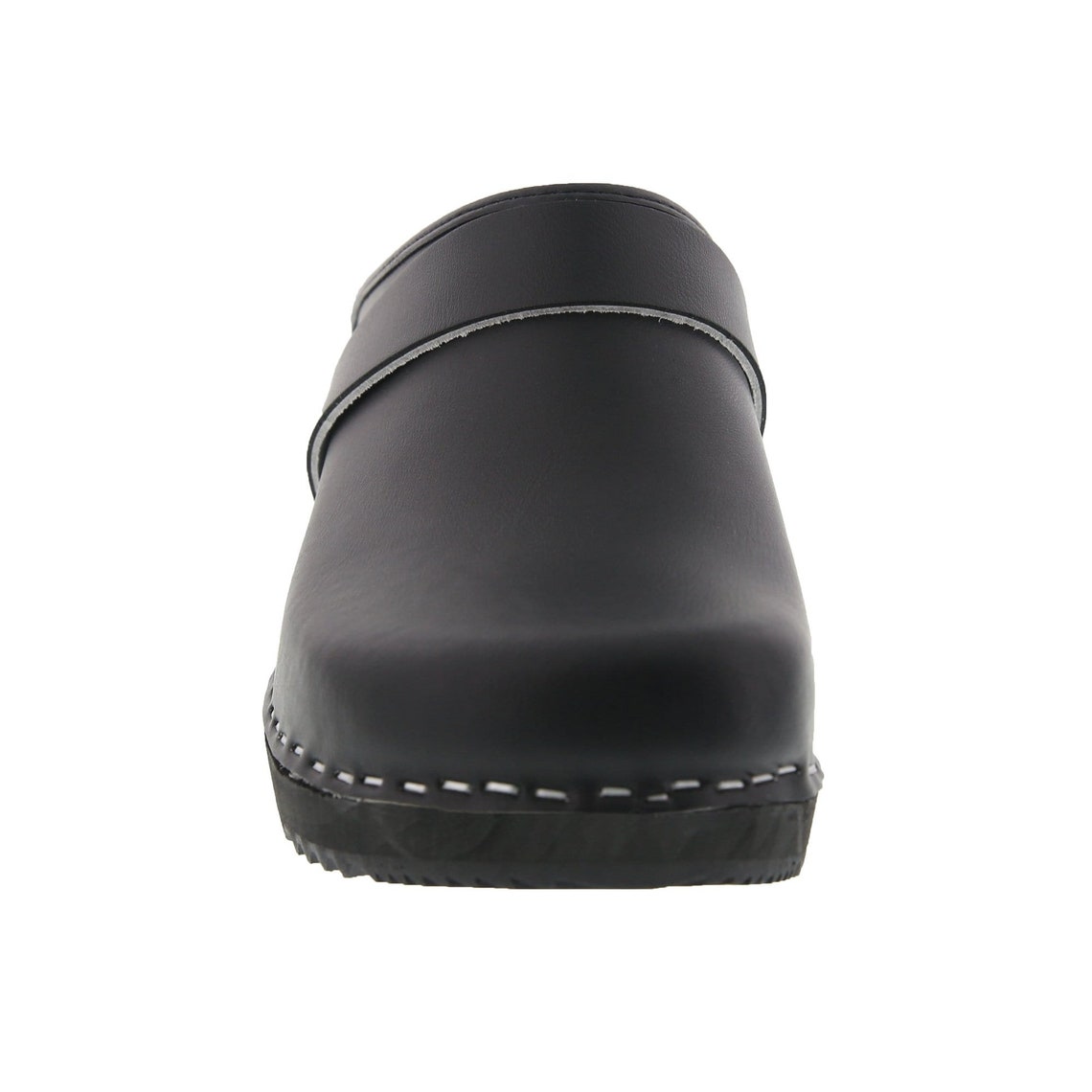 Mala Wood Open Back Black Leather Clogs | Etsy