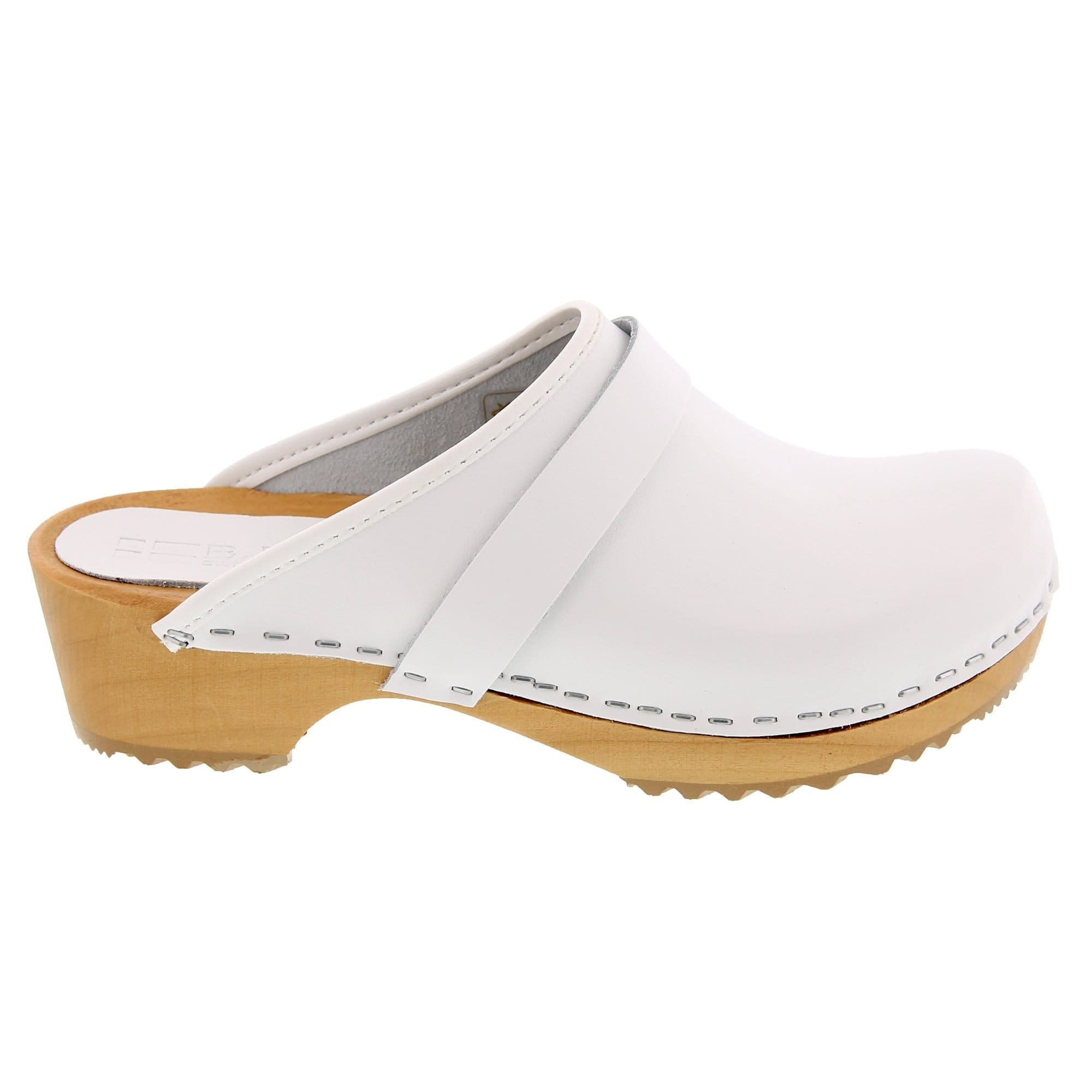 Maja Wood Open Back White Leather Clogs - Etsy