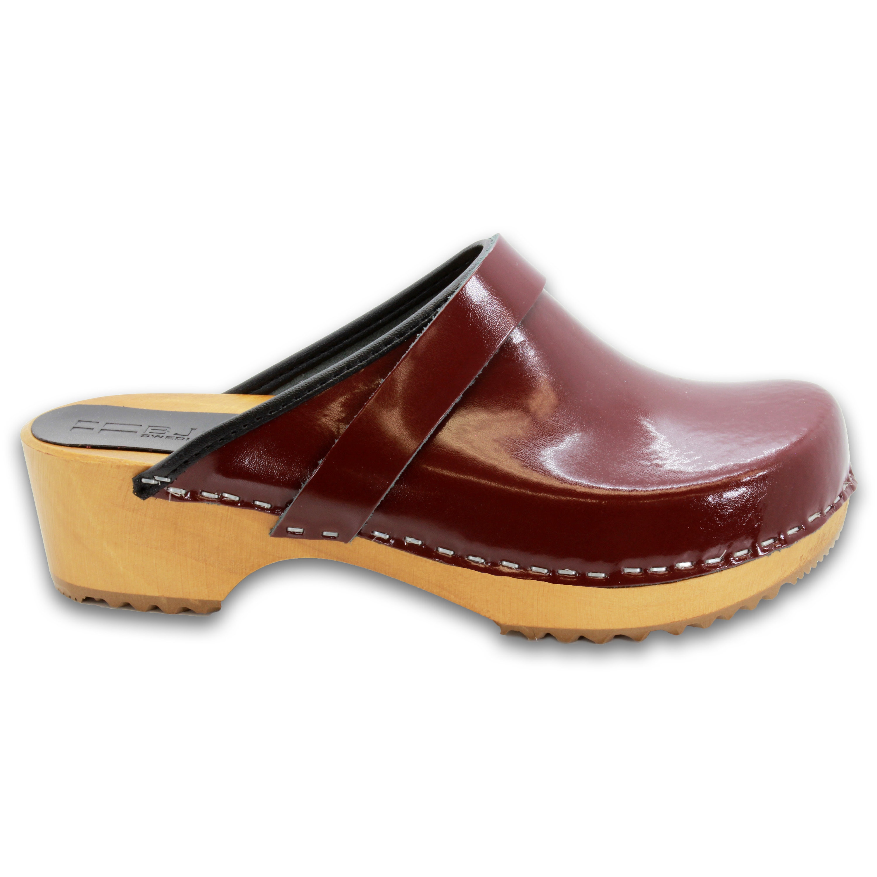 Leia Classic Wood Clogs in Maroon Patent Leather - Etsy
