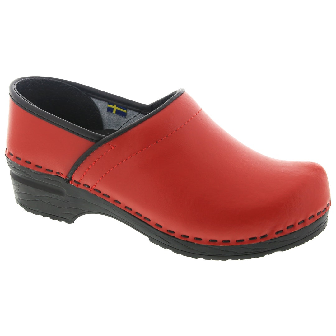 BJORK Professional Ella Red Leather Clogs - Etsy