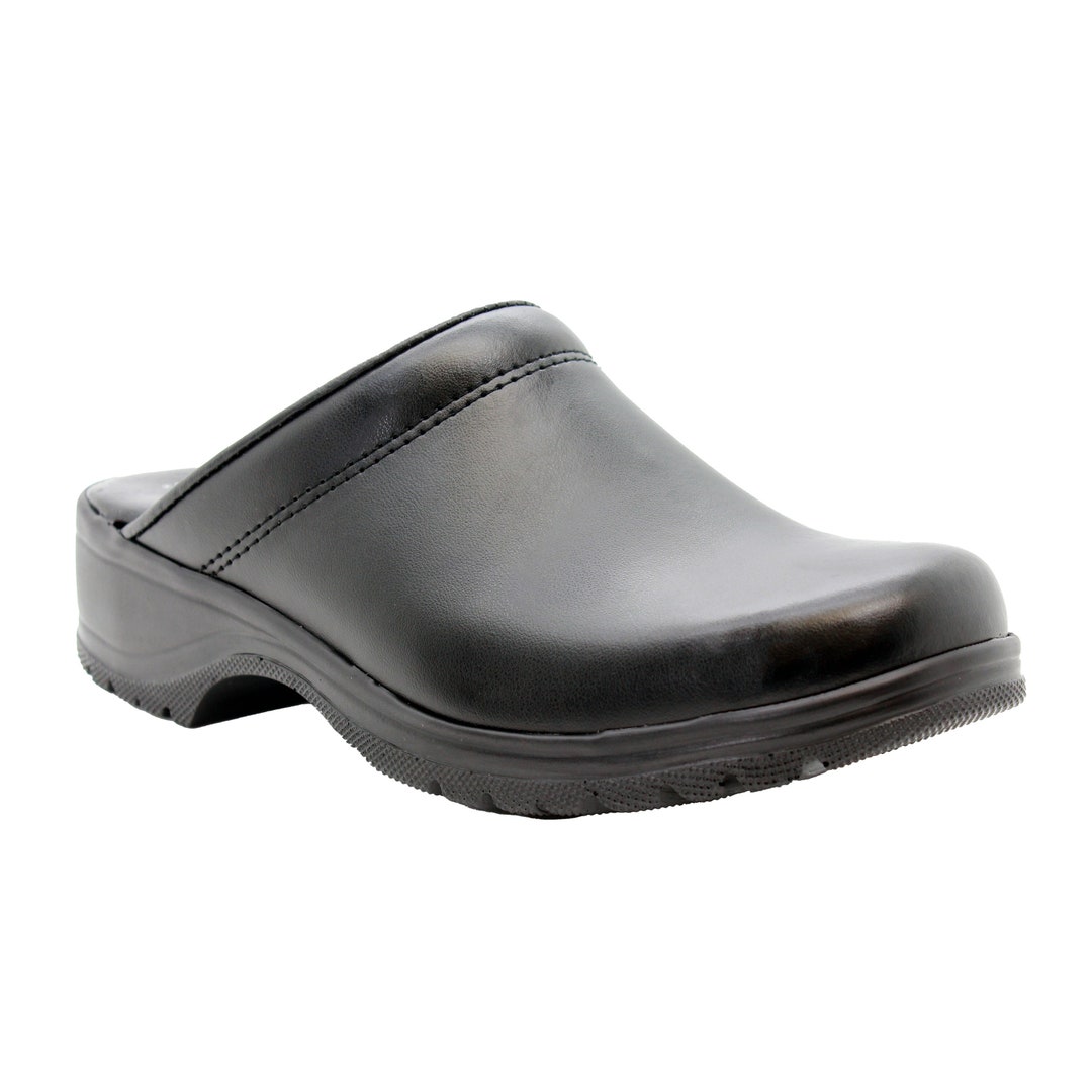 BJORK Flex Pro Open Back Black Leather Clogs - Etsy