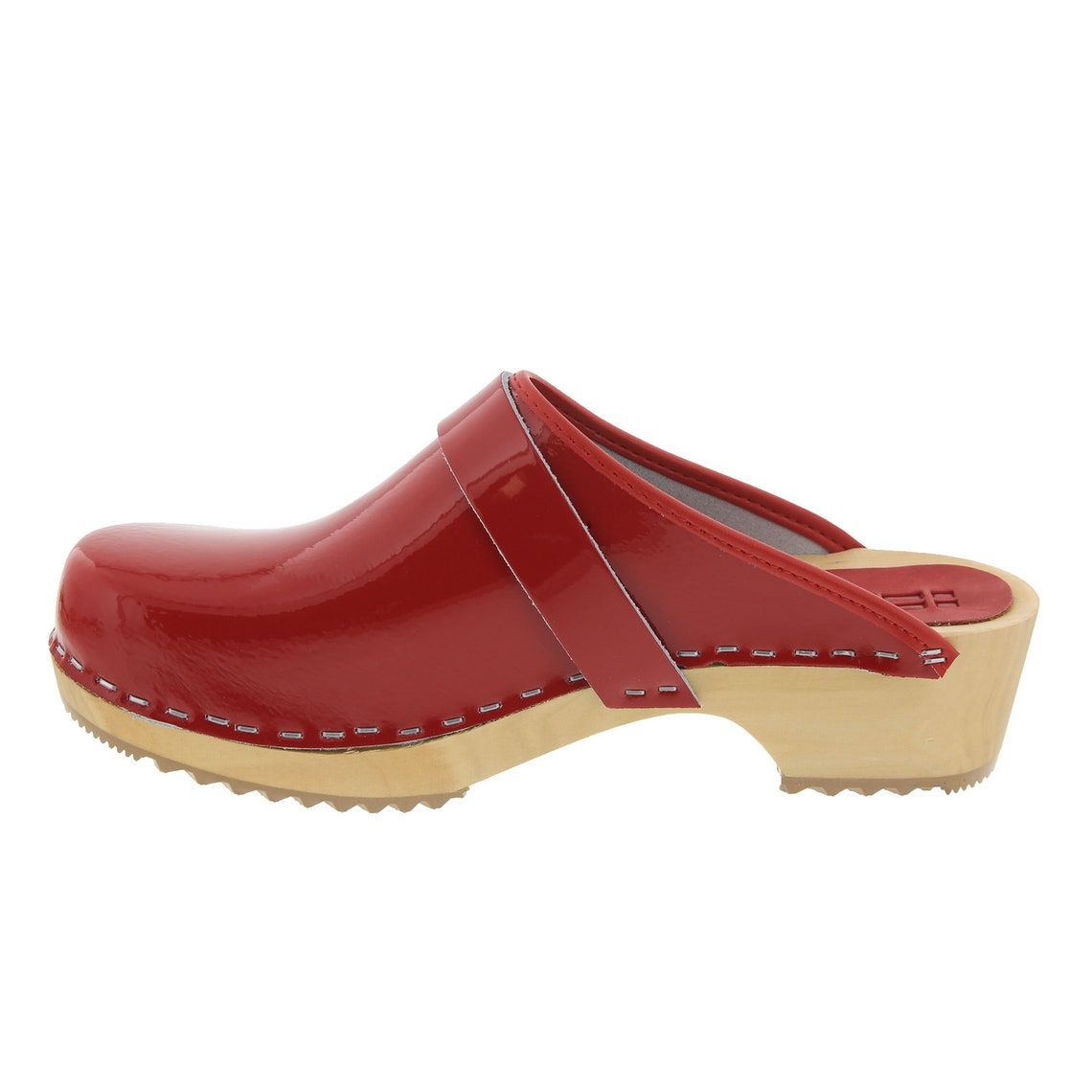 Leia Classic Wood Clogs in Red Patent Leather - Etsy