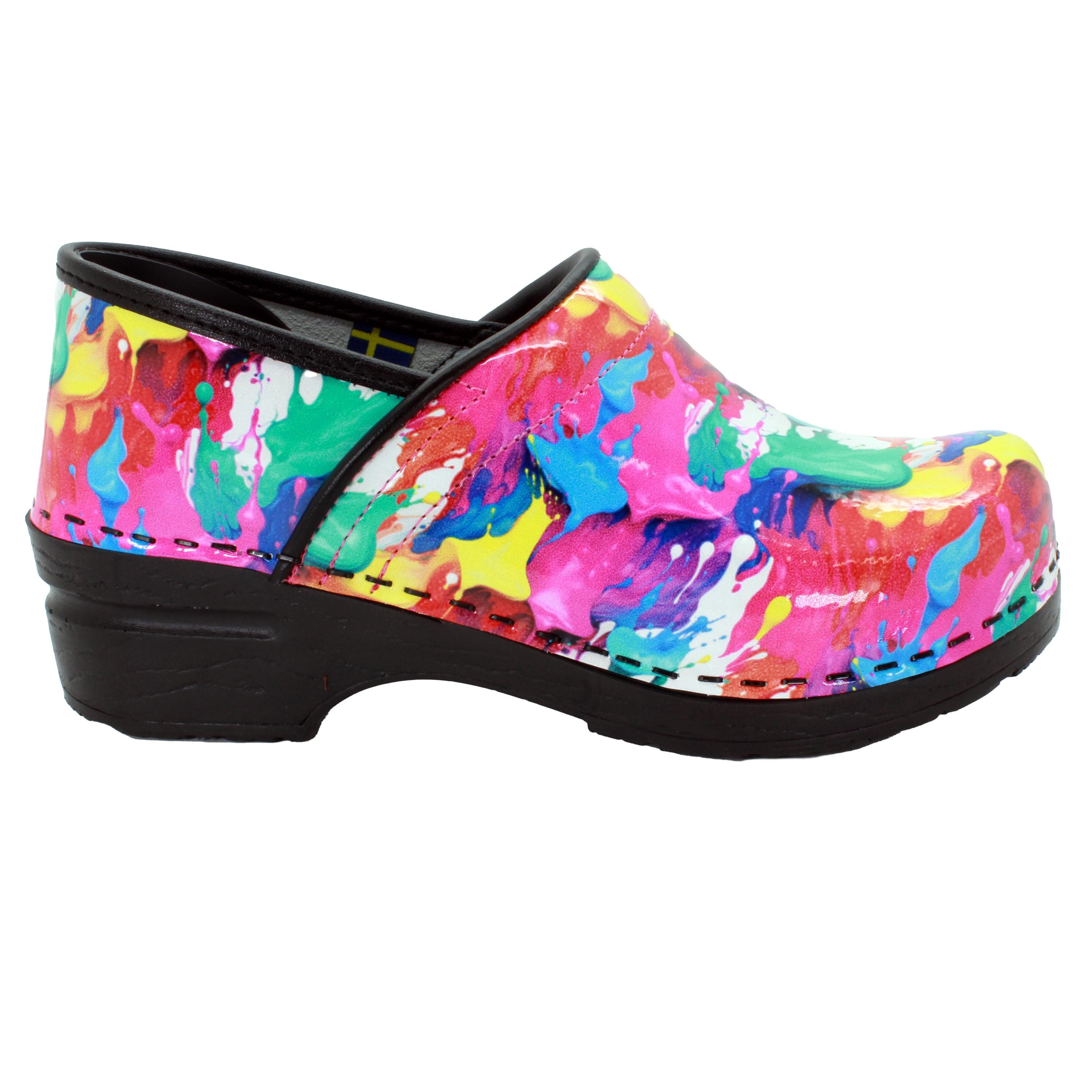 BJORK Professional Colorful Paint Splat Printed Leather Clogs - Etsy