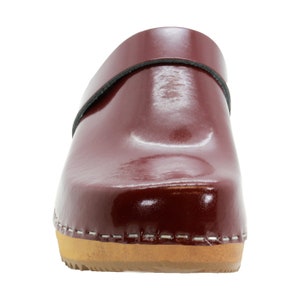 Leia Classic Wood Clogs in Maroon / Wine Patent Leather - Etsy