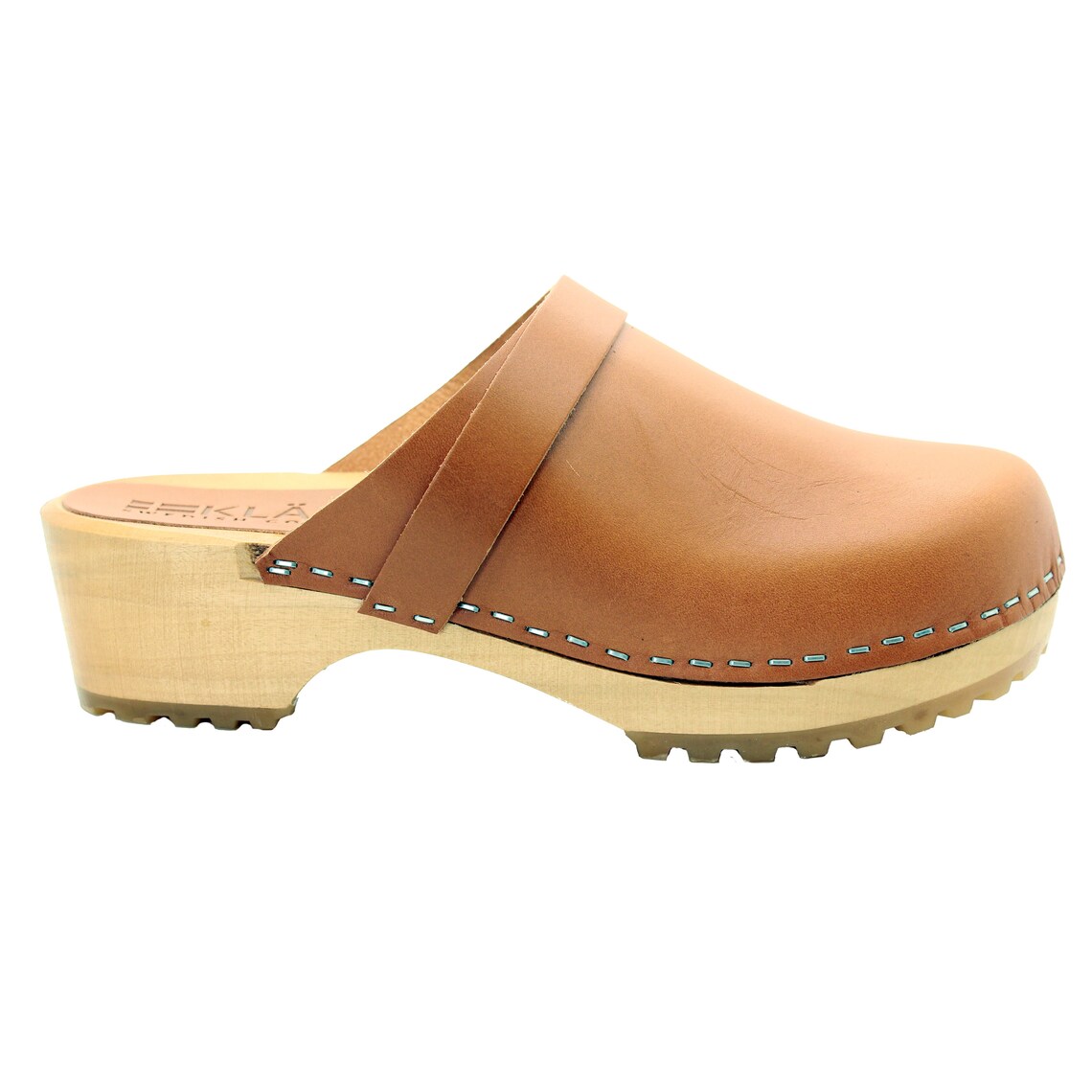 KLÄGN Tuva Wood Open Back Grippy Caramel Veg Tan Leather Clogs - Etsy