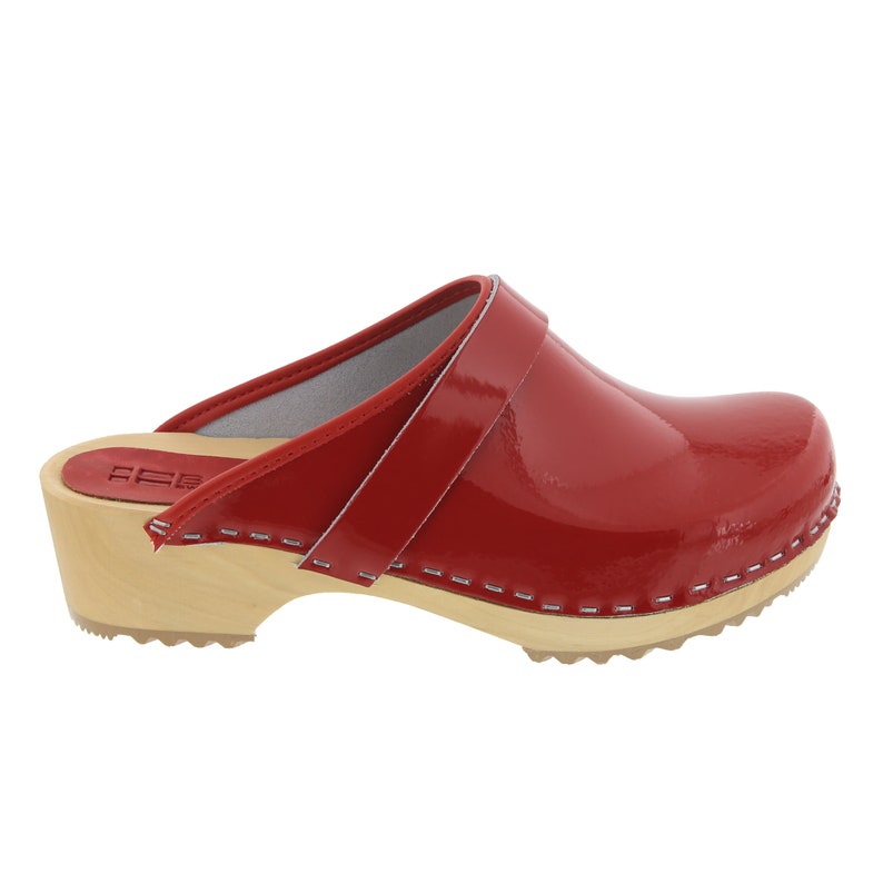 Leia Classic Wood Clogs in Red Patent Leather - Etsy