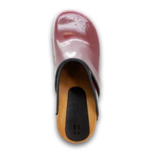Leia Classic Wood Clogs in Maroon / Wine Patent Leather - Etsy