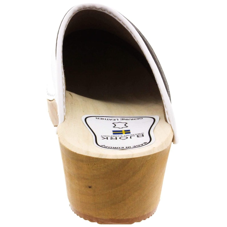 Maja Wood Open Back White Leather Clogs | Etsy