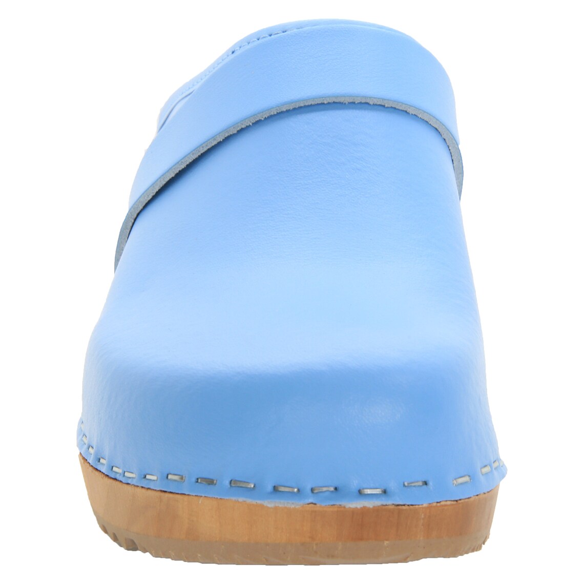 Maja Wood Open Back Light Blue Leather Clogs | Etsy