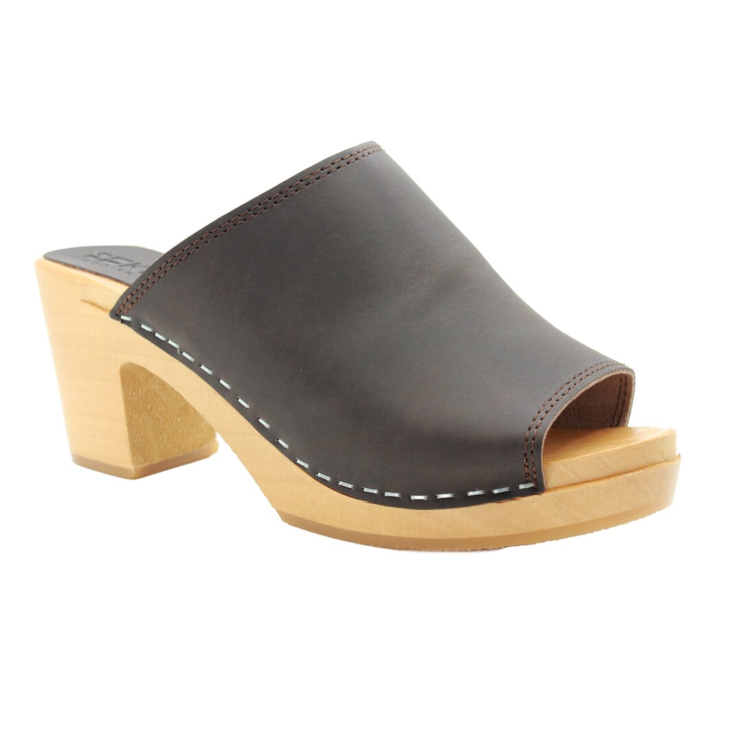 BJORK Thali Peep Toe Wooden Clog Sandals - Etsy