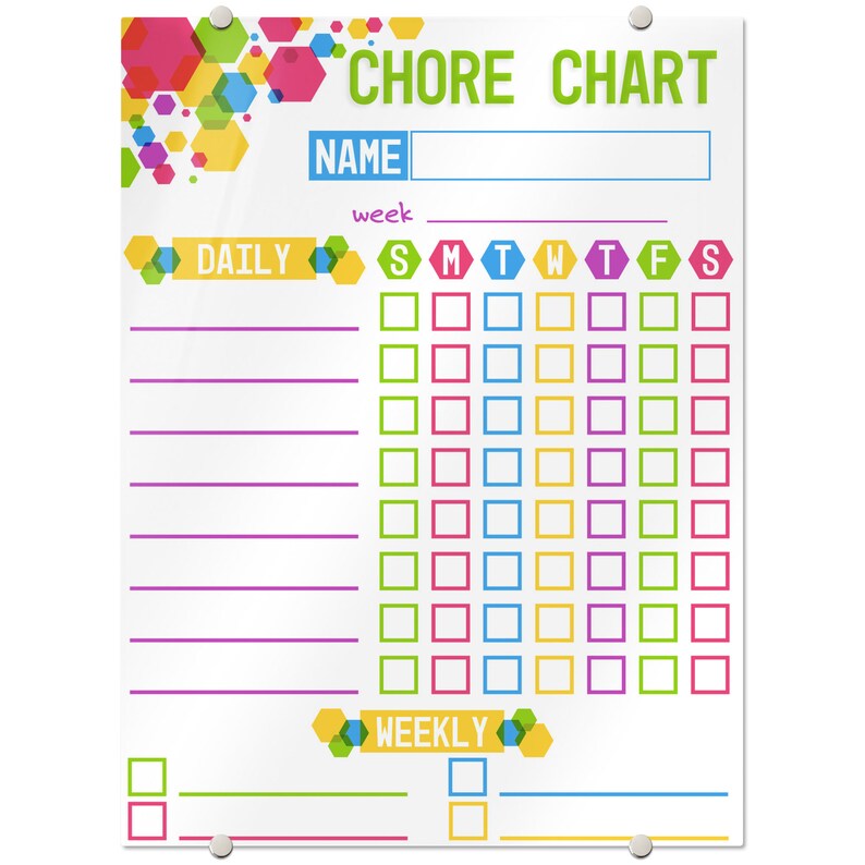 Kid's Chore Chart Glass Dry Erase Board - Etsy