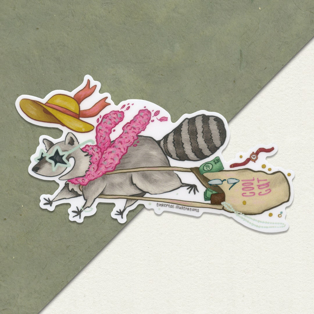 Eccentric Raccoon Vinyl Sticker | Waterproof Sticker, Dishwasher Safe ...
