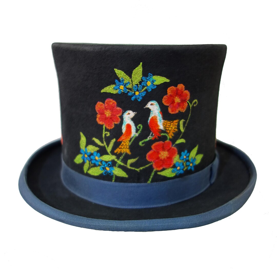 Genuine Top Hat, Hand Painted in Folk Art Design. Wearable Art. - Etsy UK