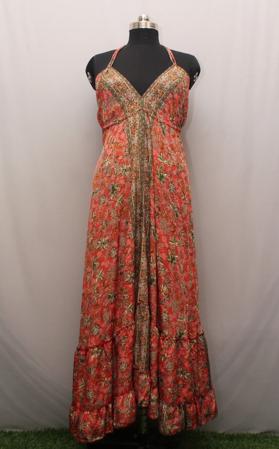 Womens Silk Beach Dress, Boho Halter Maxi Sundress - Etsy