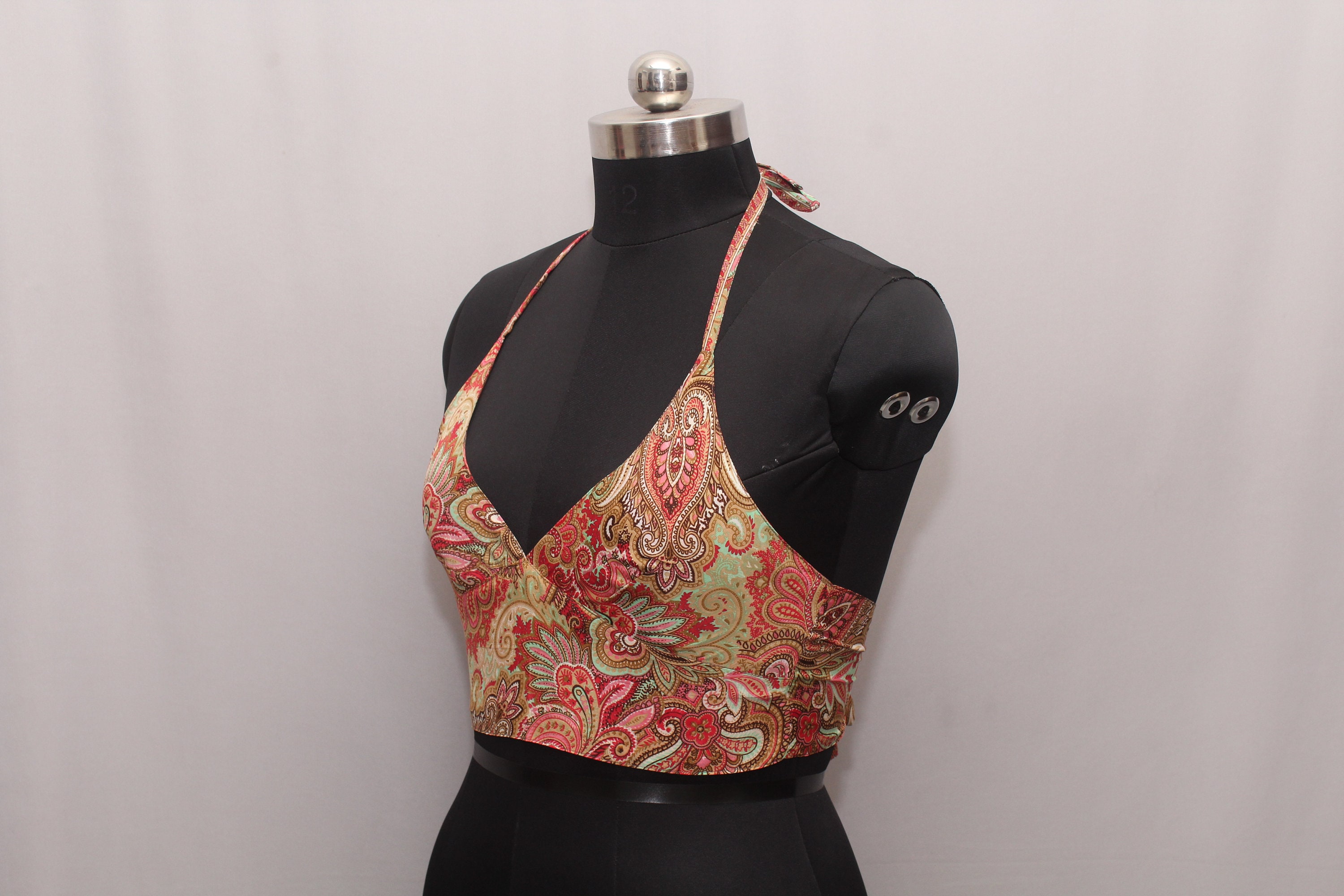 Reversible Silk Halter Top: Boho Hippie Crop Bralette - Etsy