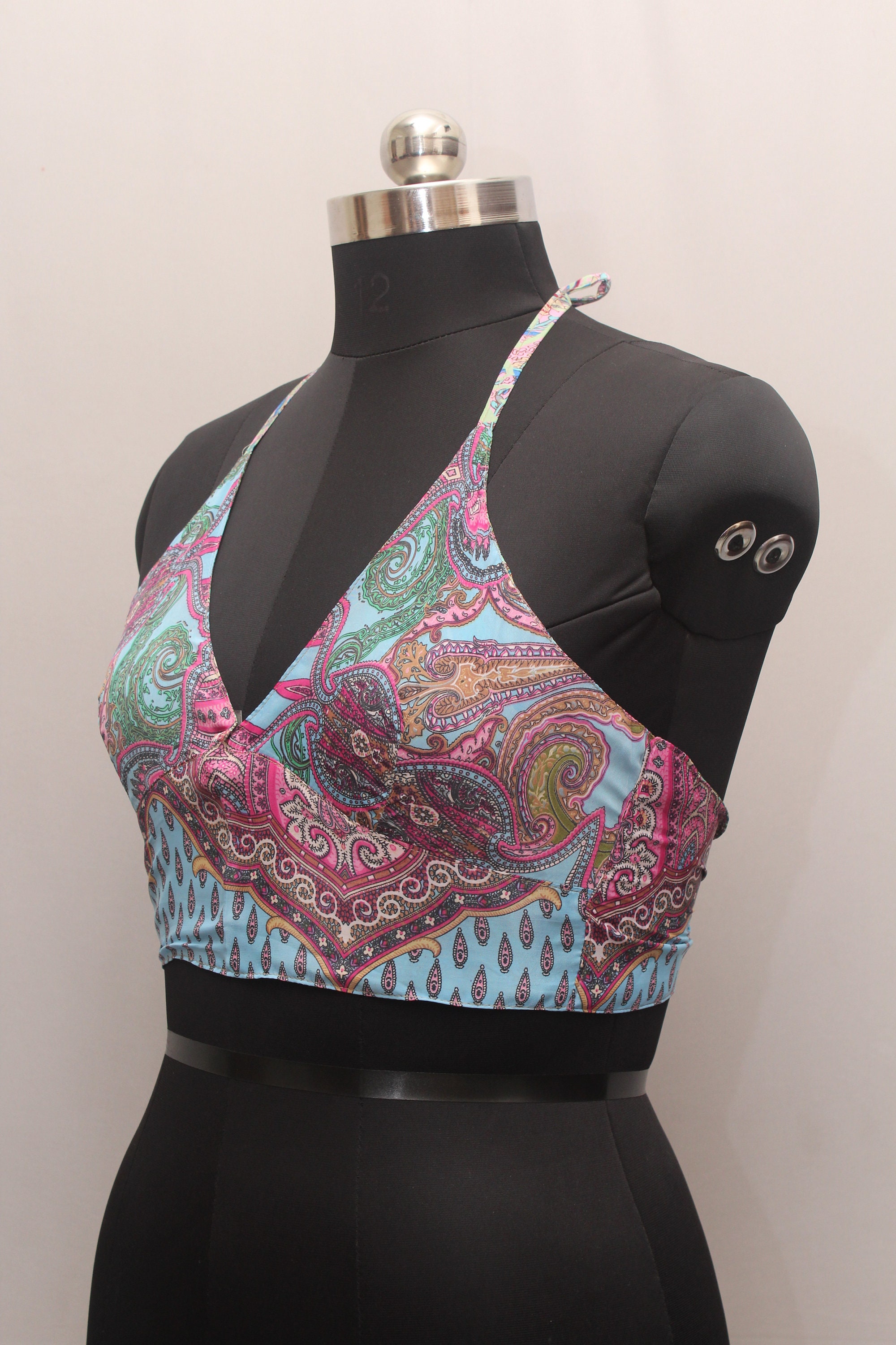 Reversible Silk Halter Top: Boho Hippie Crop Bralette - Etsy