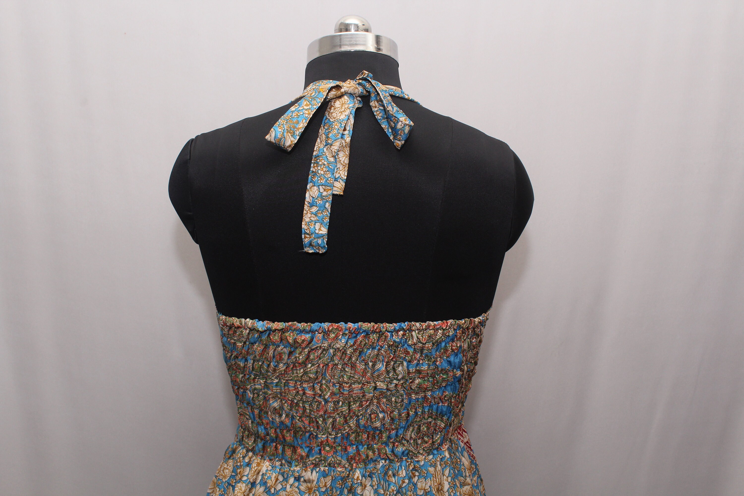 Backless Sari Silk Maxi Dress: Boho V-neck Sundress - Etsy