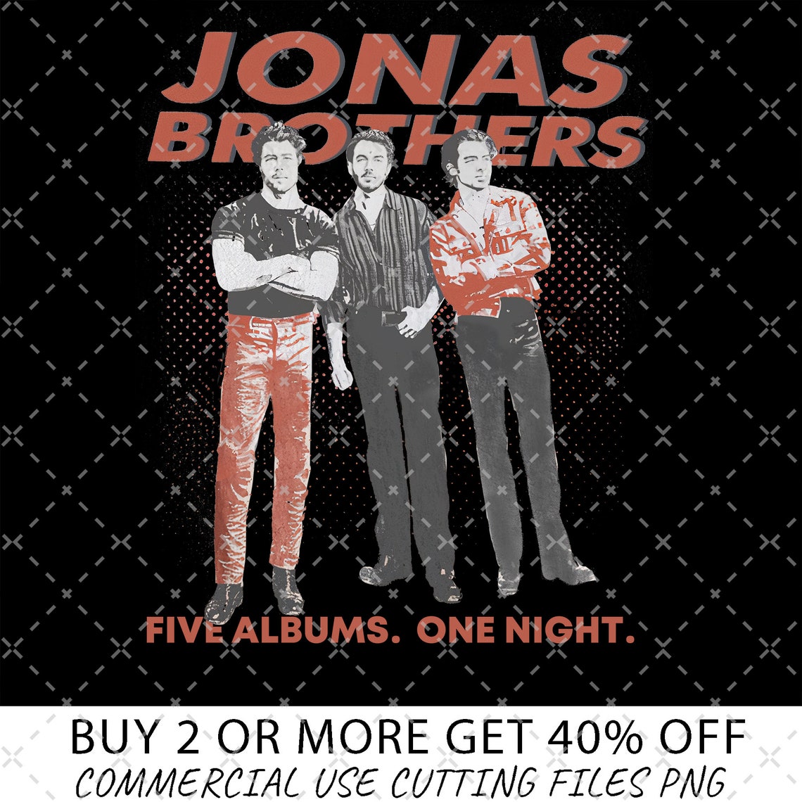 Jonas Brothers Vintage Png, Jonas Five Albums One Night Tour Png, Jonas ...