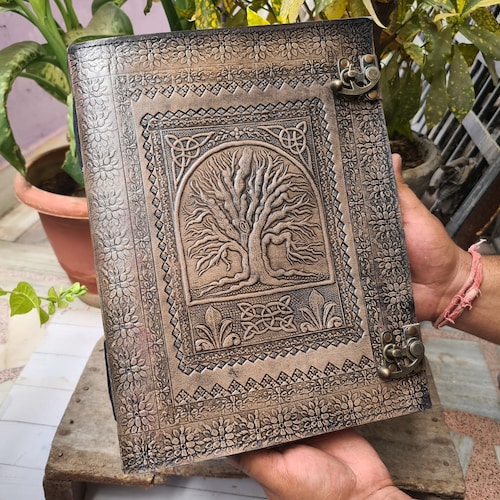 200 Pages Large Leather Journal Tree of Life Blank Journals - Etsy