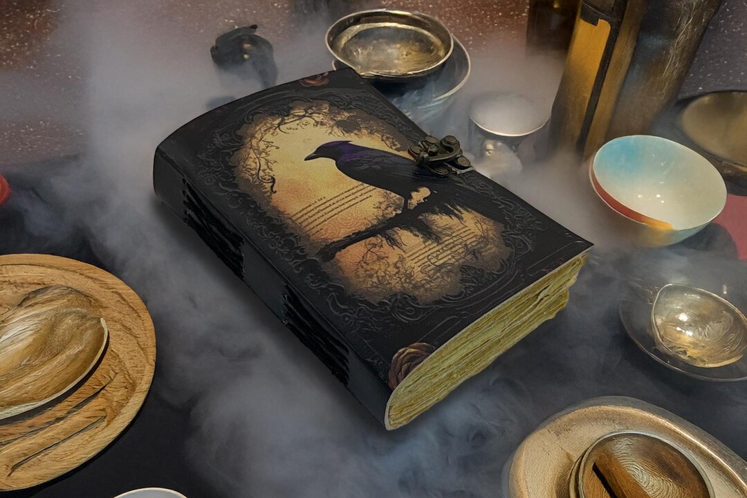 Gothic Raven Leather Journal, Dark Academia Writing Diary, Wiccan ...