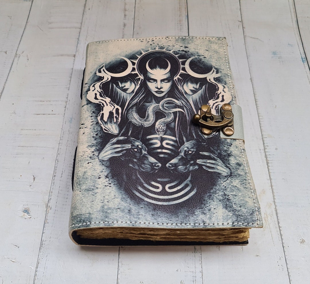 Triple Moon Goddess Leather Journal, Book of Shadows, Grimoire - Etsy UK