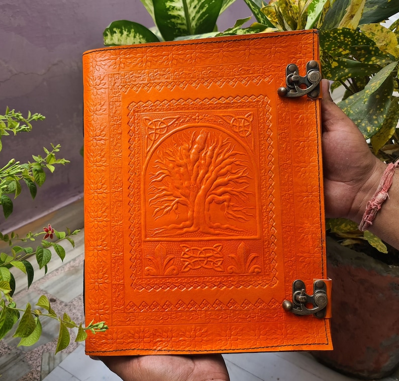 Extra Large Leather Journal, Tree of Life, Embossed With Blank Papers ...