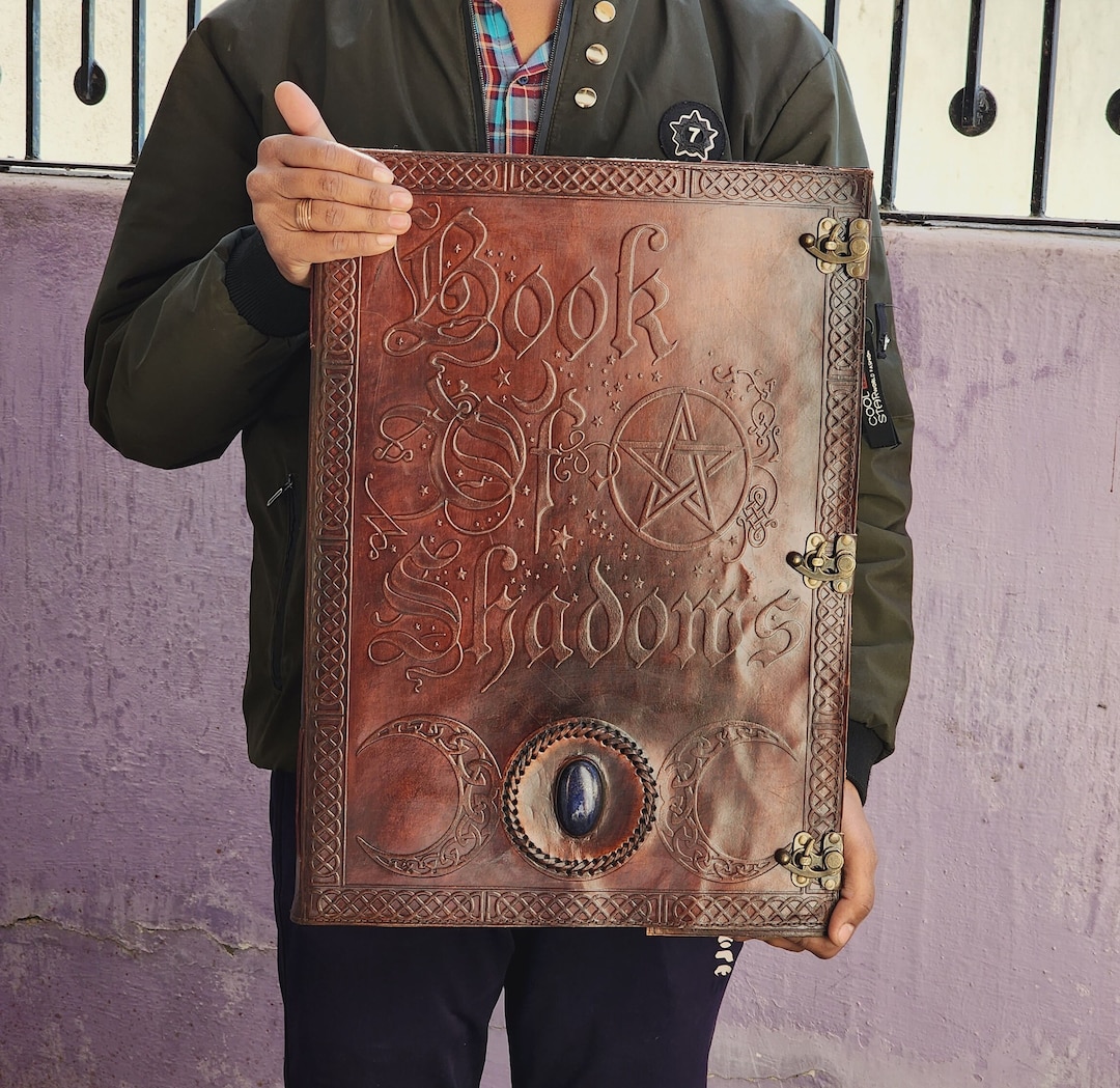 Book of Shadows, Leather Grimoire, Leather Journal, Magic Book, Celtic ...