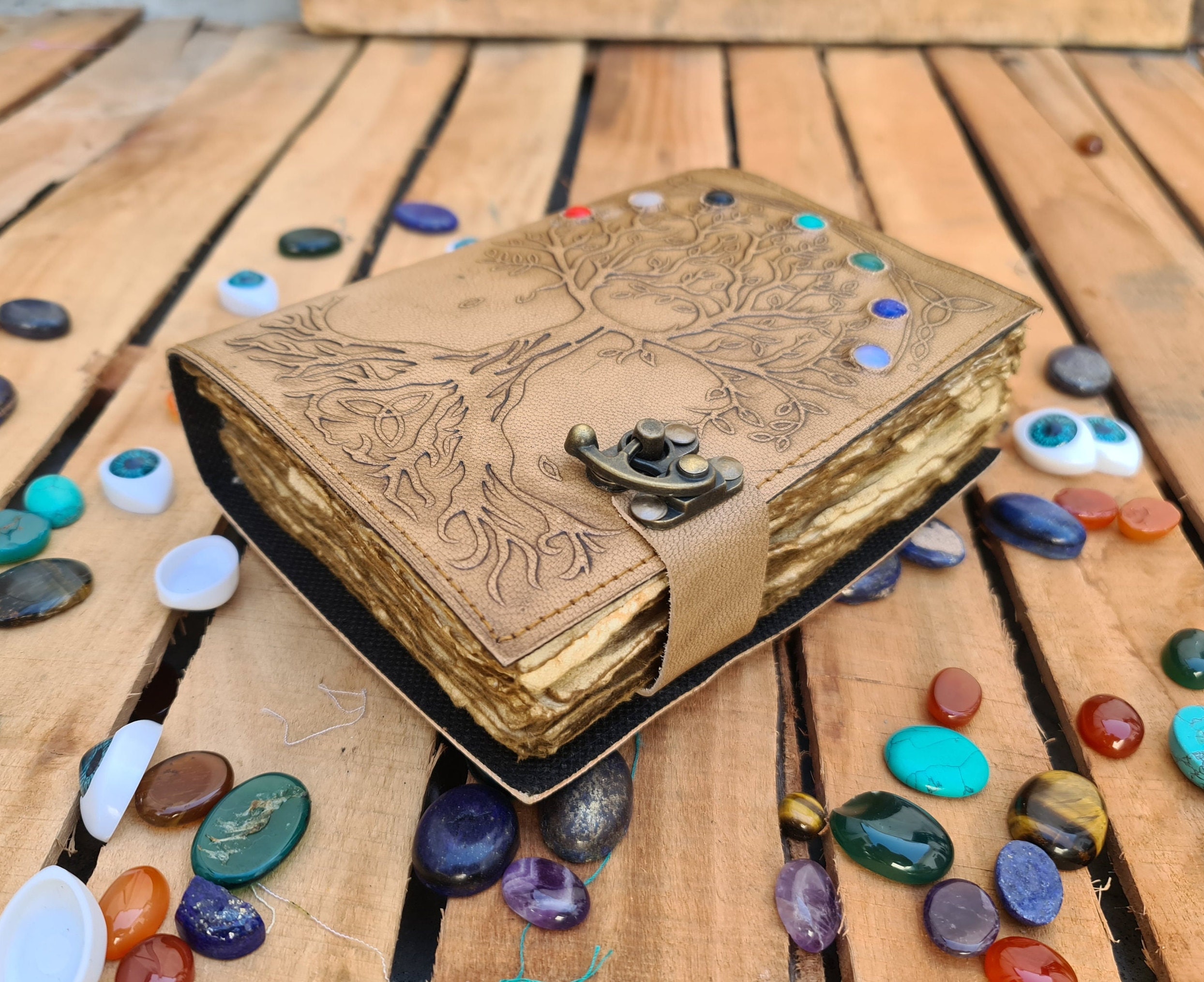 Antique Paper Leather Journal Tree of Life Journal Deckle | Etsy