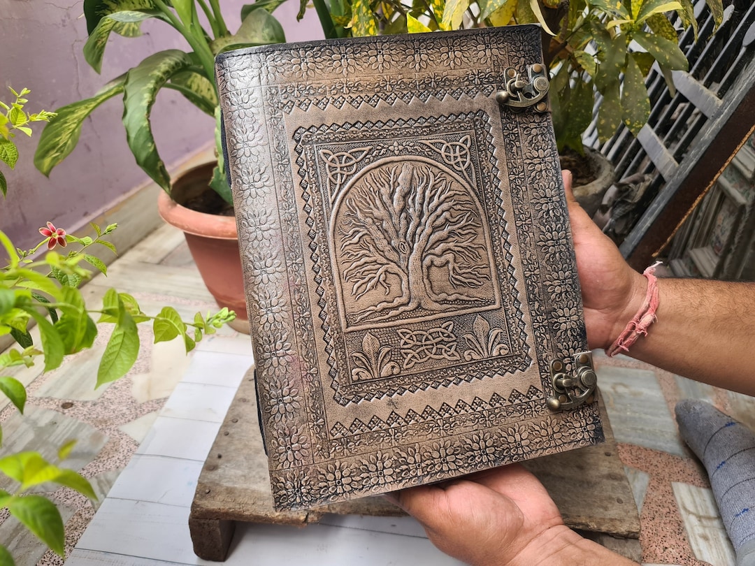 200 Pages Large Leather Journal, Tree of Life, Blank Journals, Personal ...