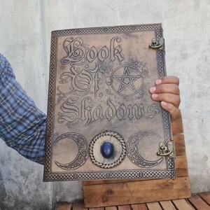 Book of Shadows, Leather Grimoire, Leather Journal, Magic Book, Celtic ...
