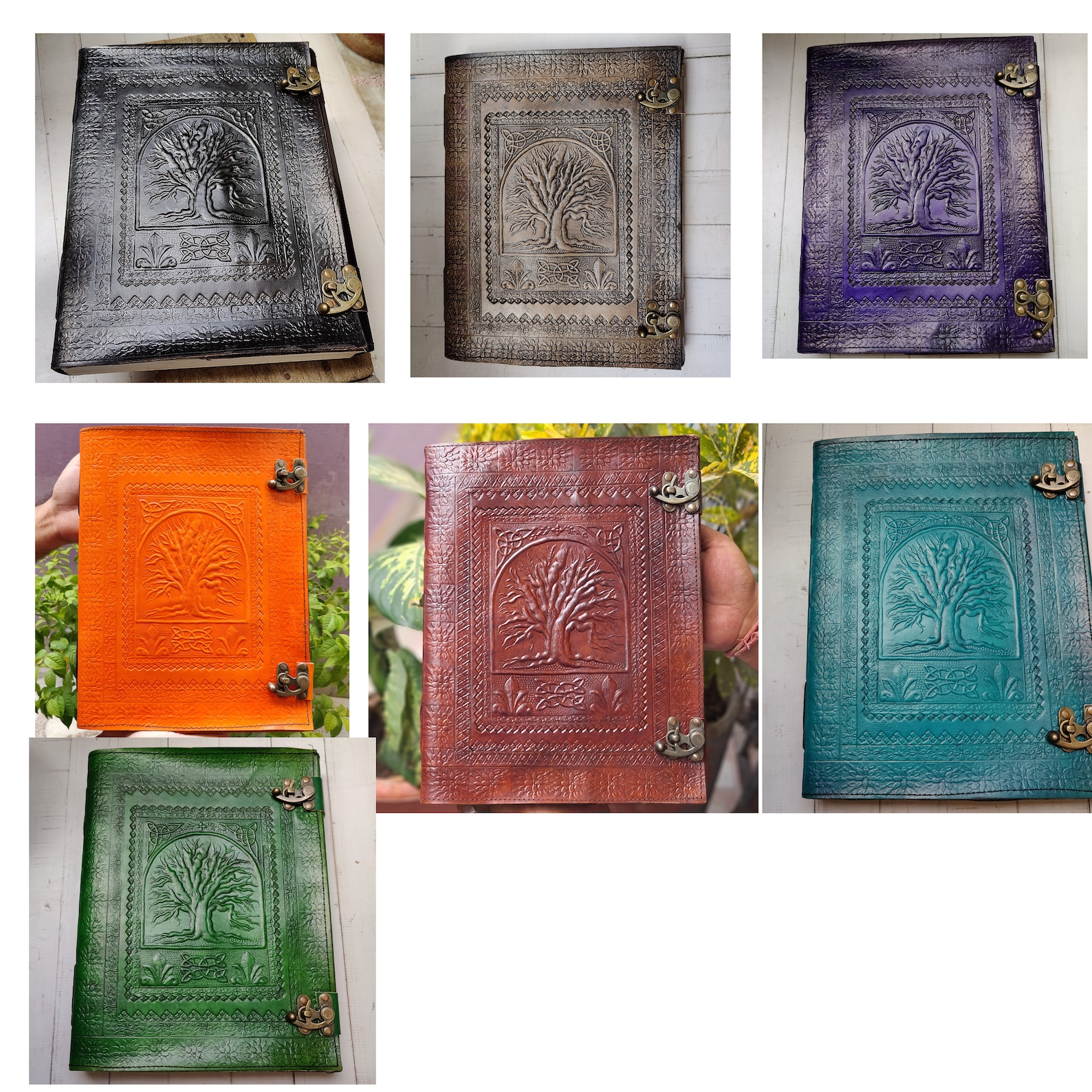 200 Pages Large Leather Journal Tree of Life Blank Journals - Etsy