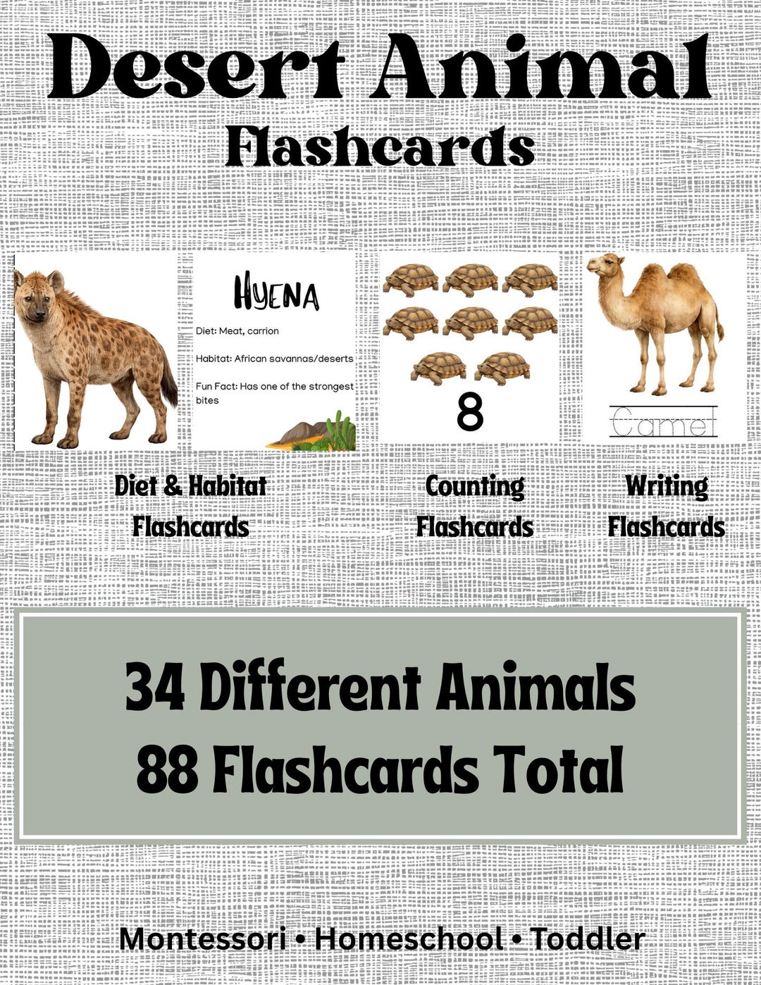 Desert Animal Flashcards Bundle | Montessori Learning Cards (PDF ...