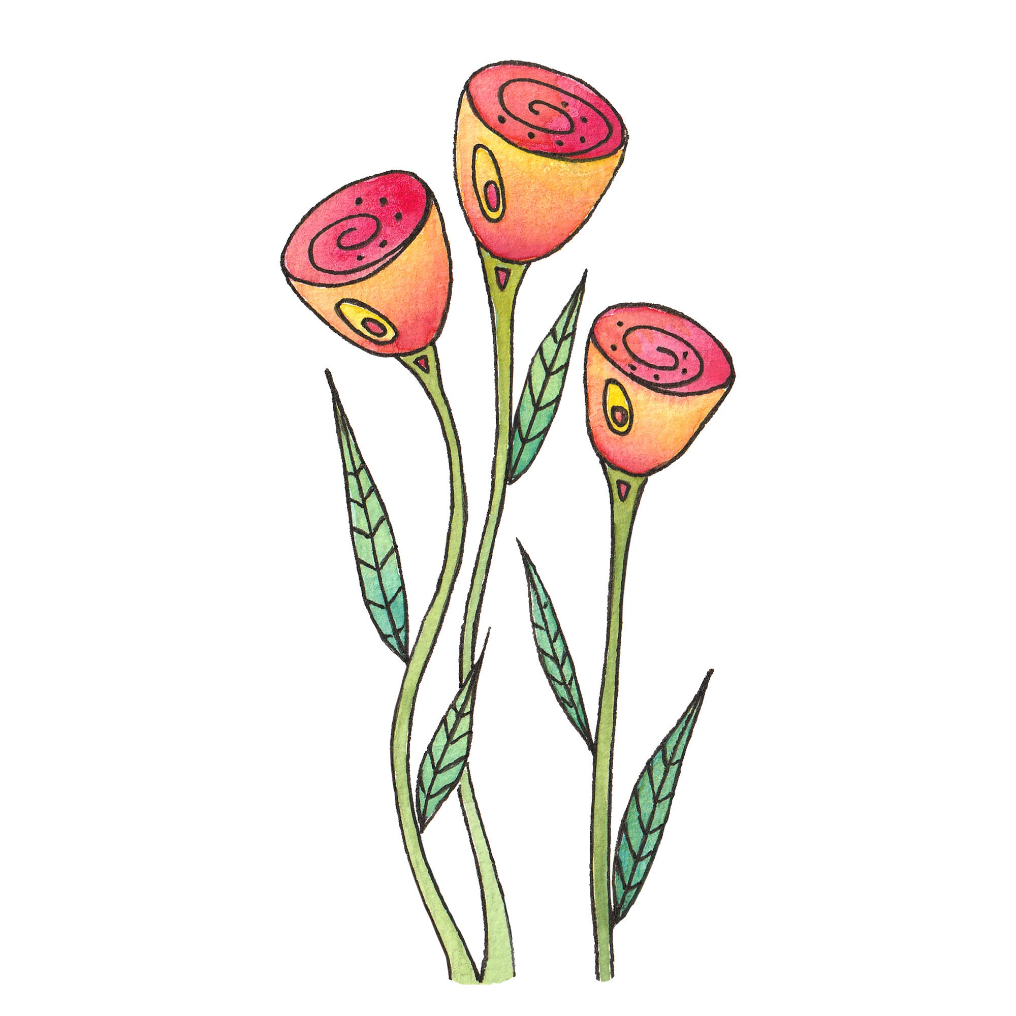 Whimsical Flowers Clip Art