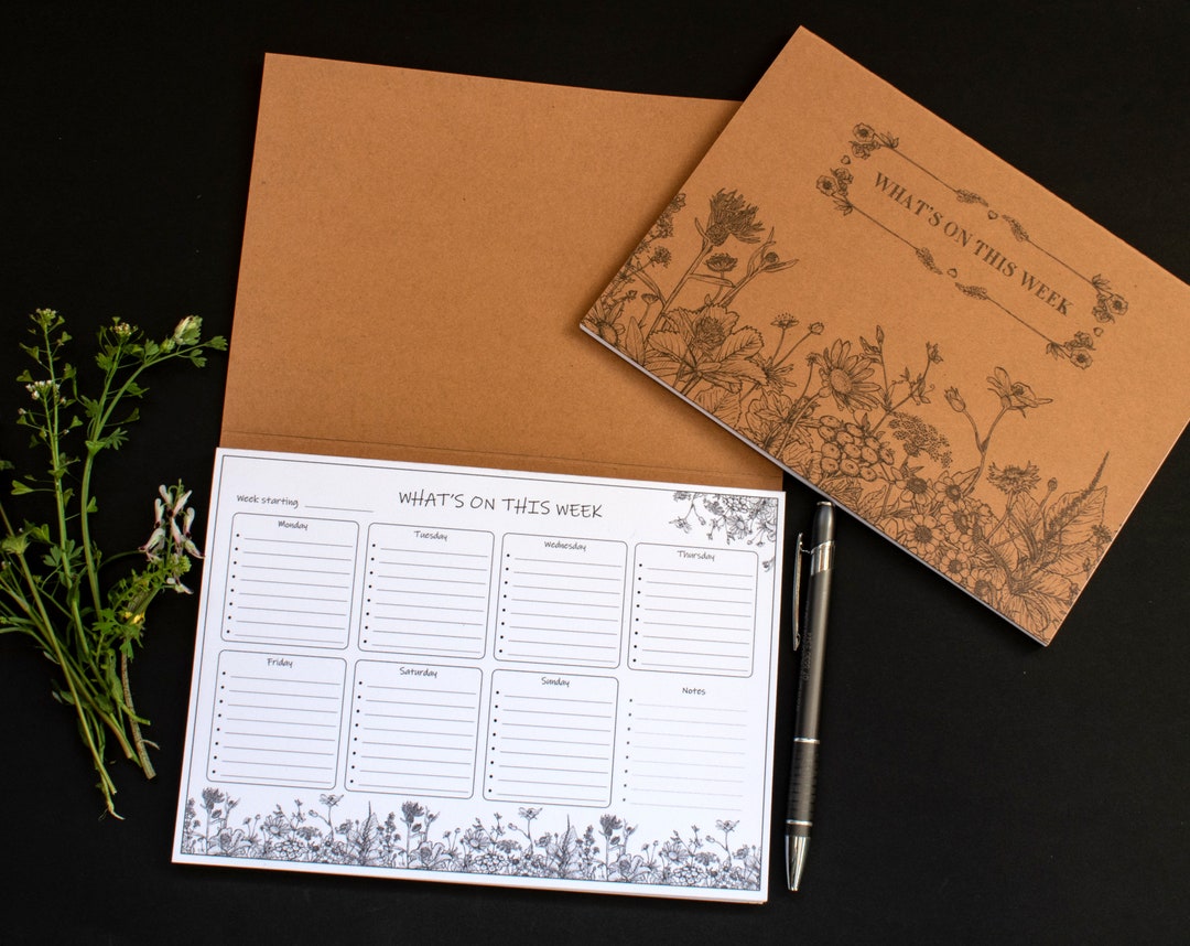 Wildflower Weekly Planner Note Pad, Weekly Desk Pad, A5 Planner ...