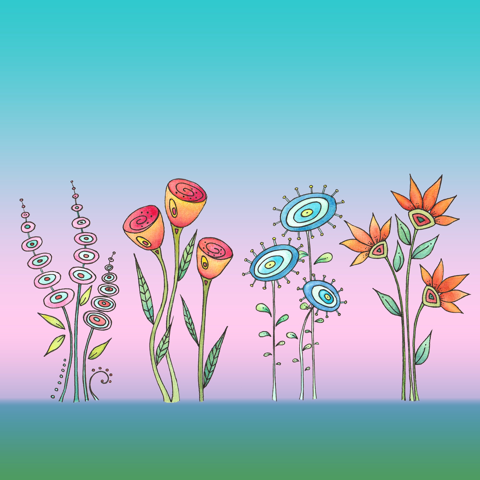 Whimsical Watercolor Flower Clip Art: Printable Floral Designs (digital ...