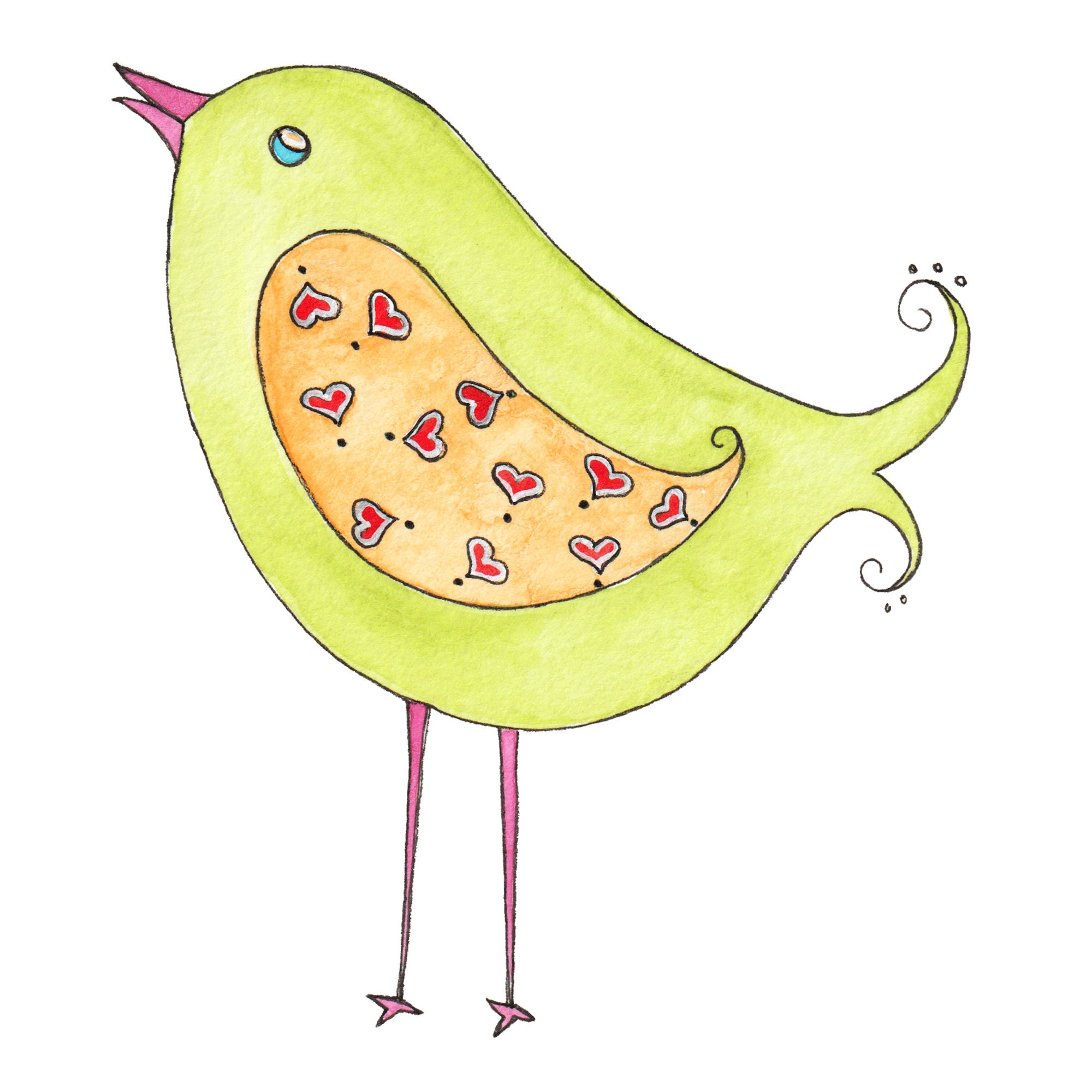 Whimsical Bird Clip Art, Watercolour Birds, Bird Clip Art, PNG, Digital ...
