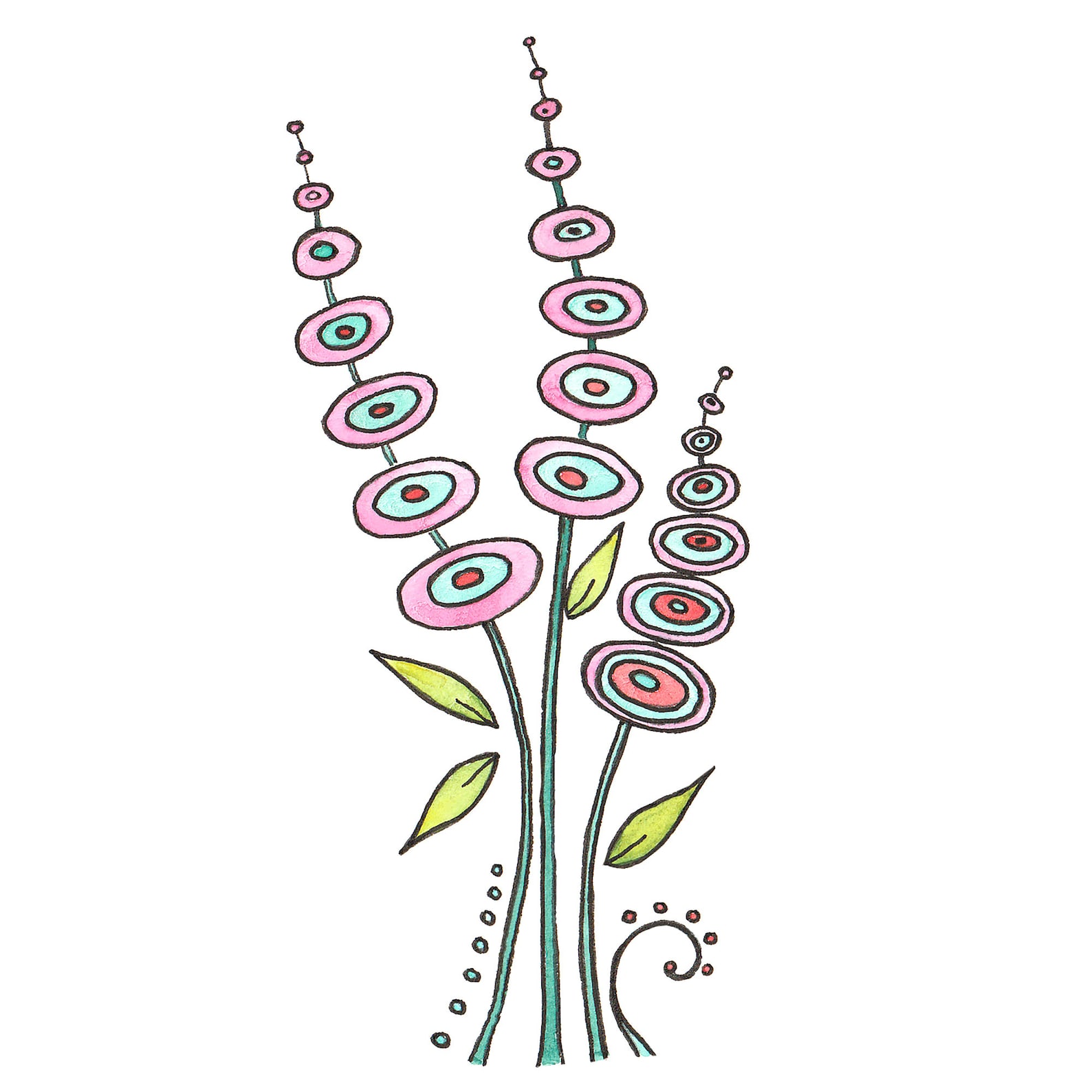 Whimsical Flower Clip Art, Watercolour Clip Art, Clip Art, Printable ...