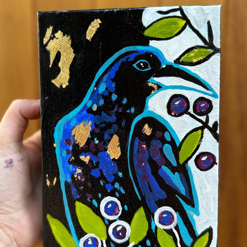 Raven Painting - Etsy