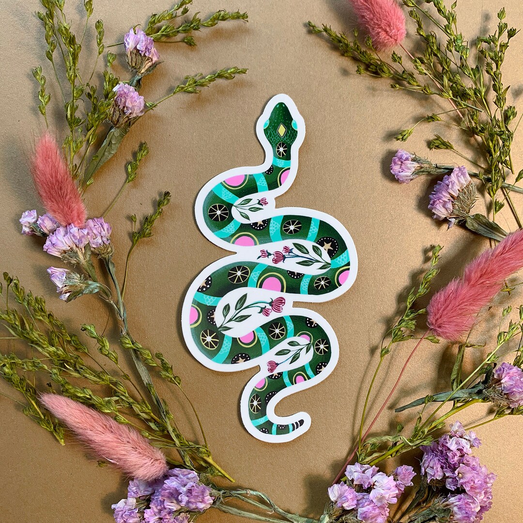 Green Snake Sticker Serpent Sticker by Christine De Carvalho - Etsy