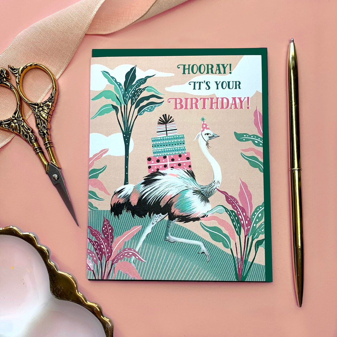 Ostrich Birthday Card | Stationery | Greeting Card | by Christine De ...