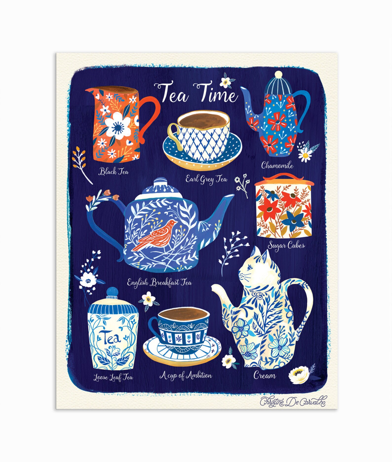 Tea Time Art Print Kitchen Art Tea Pot Wall Art by - Etsy