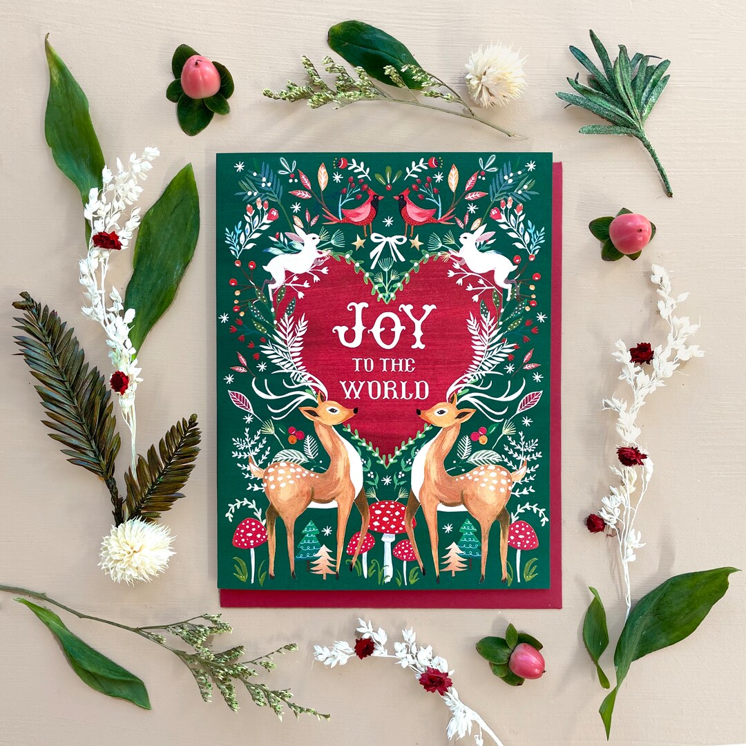 Joy to the World | Christmas Card | Stationery | Greeting Card | by Christine De Carvalho - Etsy