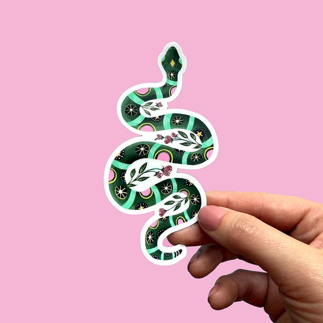 Green Snake Sticker | Serpent Sticker | by Christine De Carvalho - Etsy