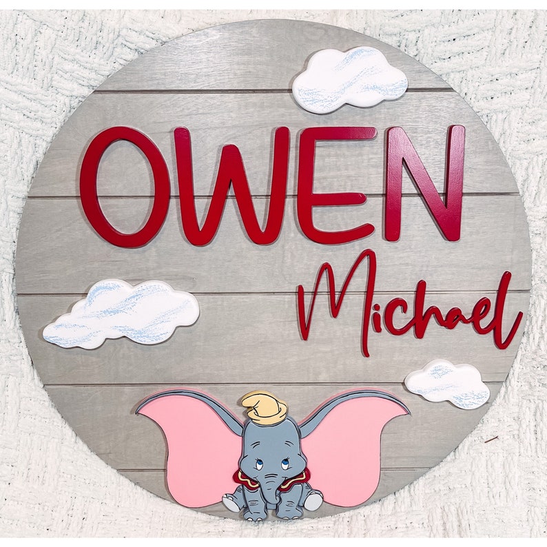 Dumbo Circle Sign Custom Name Sign Nursery Decor Disney - Etsy
